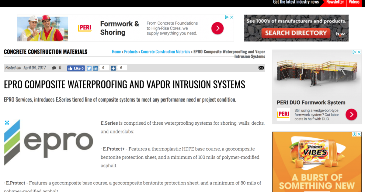 EPRO Composite Waterproofing and Vapor Intrusion Systems | EPRO